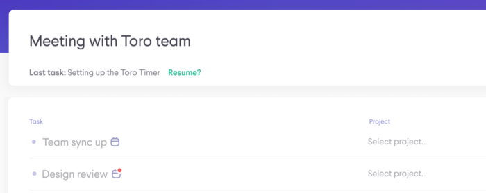 Track a meeting - Toro Timer
